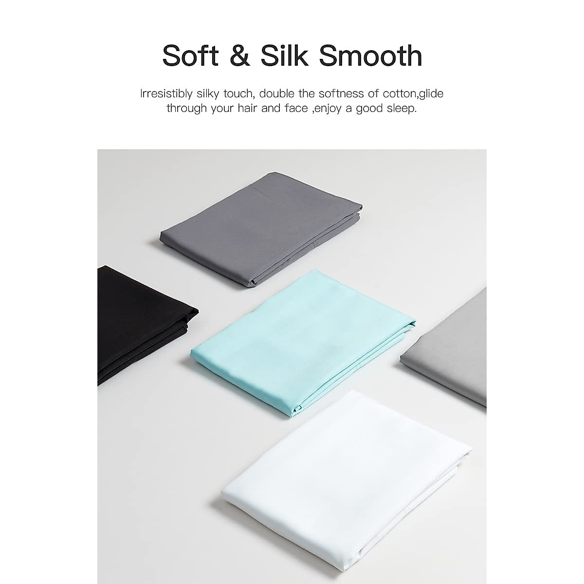 100% Viscose Made from Bamboo Breathable Pillowcases Standard Size Set of 2-Pack for Hot Sleepers and Night Sweats- Softness and Cooling Pillow Cases-Envelope Closure （Gery -20 x 26 Inches）