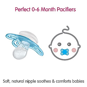 MAM Perfect Night Baby Pacifier, Patented Nipple, Glows in the Dark, 2 Pack, 0-6 Months, Unisex