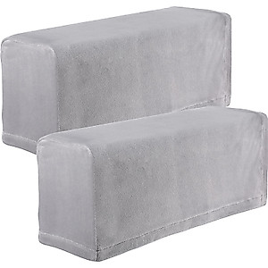 Garneck 2Pcs Stretch Fabric Armrest Covers Anti-Slip Spandex Recliner Armchair Couch Armrest Protector Furniture Protector Armchair Slipcovers Grey