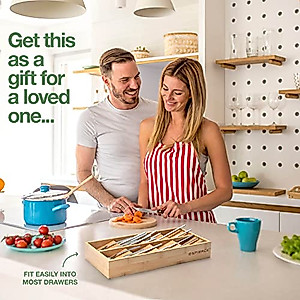 Spirack Silverware Organizer-Utensil Organizer for Kitchen Drawers, silverware tray for drawer for Flatware & Utensil Storage with Anti-Slip Pads and Deep Compartments - Cutlery Organizer