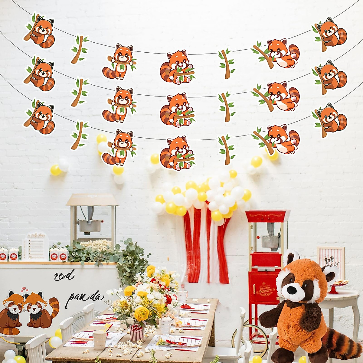 Sursurprise Red Panda Party Decorations, 3PCS Red Panda Banners, Red Panda Birthday Baby Shower Decorations Party Supplies