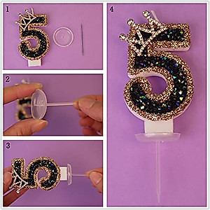 Saododku Birthday Candles for Cake, 0123456789 Number Candles for Birthday Cakes with Sparklers, 3.15" Large Cake Candles for Baby Girl/Boy Birthday, or Wedding Party Decorations(5#)