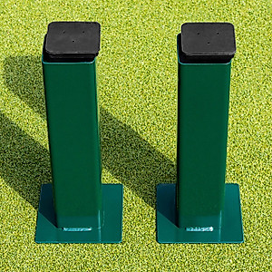 Vermont Square Tennis Posts [ITF Regulation] | 76mm Powder Coated Steel – Optional Ground Sockets (Green, with Ground Sockets)