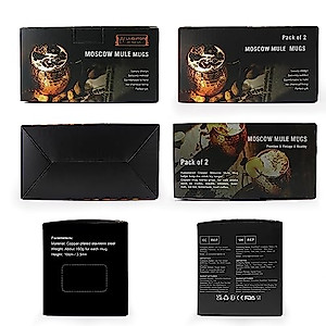 LIVEHITOP Moscow Mule Copper Mugs Set of 2, Copper Cups 19.5 Oz Cocktail Kit with Straw Coaster for Wine, Beer, Cold Drink, Bar, Party, Gifts