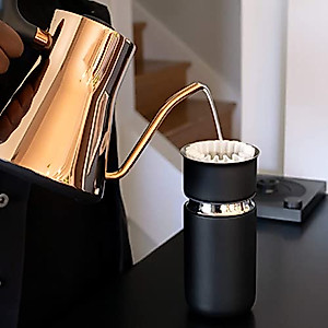 Fellow 16 oz Carter Wide Travel Mug - Wide Mouth Vacuum-Insulated Stainless Steel Coffee Mug - Tea and Coffee Tumbler - Travel Coffee Mug with Ceramic Interior - Matte Black