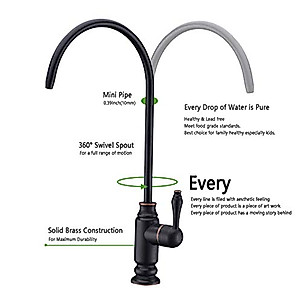 Kmeino (Oil Rubbed Bronze) Water Drinking Faucet 100% Lead-Free Water Filter Faucet Fits Most RO Units or Water Filtration System Stainless Steel Body Sink Water Filtration Faucet Mini Tube