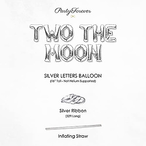 PartyForever Silver Two The Moon Party Decorations Foil Balloon Banner