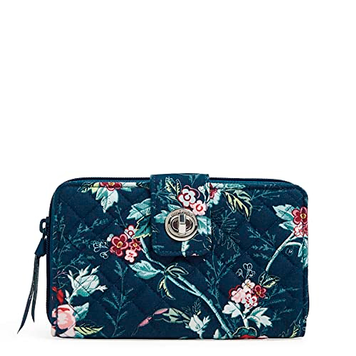 Vera Bradley Women's Cotton Turnlock Wallet With RFID Protection, Rose Toile - Recycled Cotton, One Size