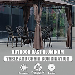 FDW Patio Table Outdoor Table Outdoor Dining Table Patio Dining Table Wrought Iron Weather Resistant Patio Furniture for Patio Outdoor Pool Balcony (Round)