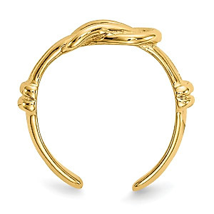 IceCarats 14K Yellow Gold Love Knot Adjustable Toe Ring Open Midi Band Summer Beach Jewelry
