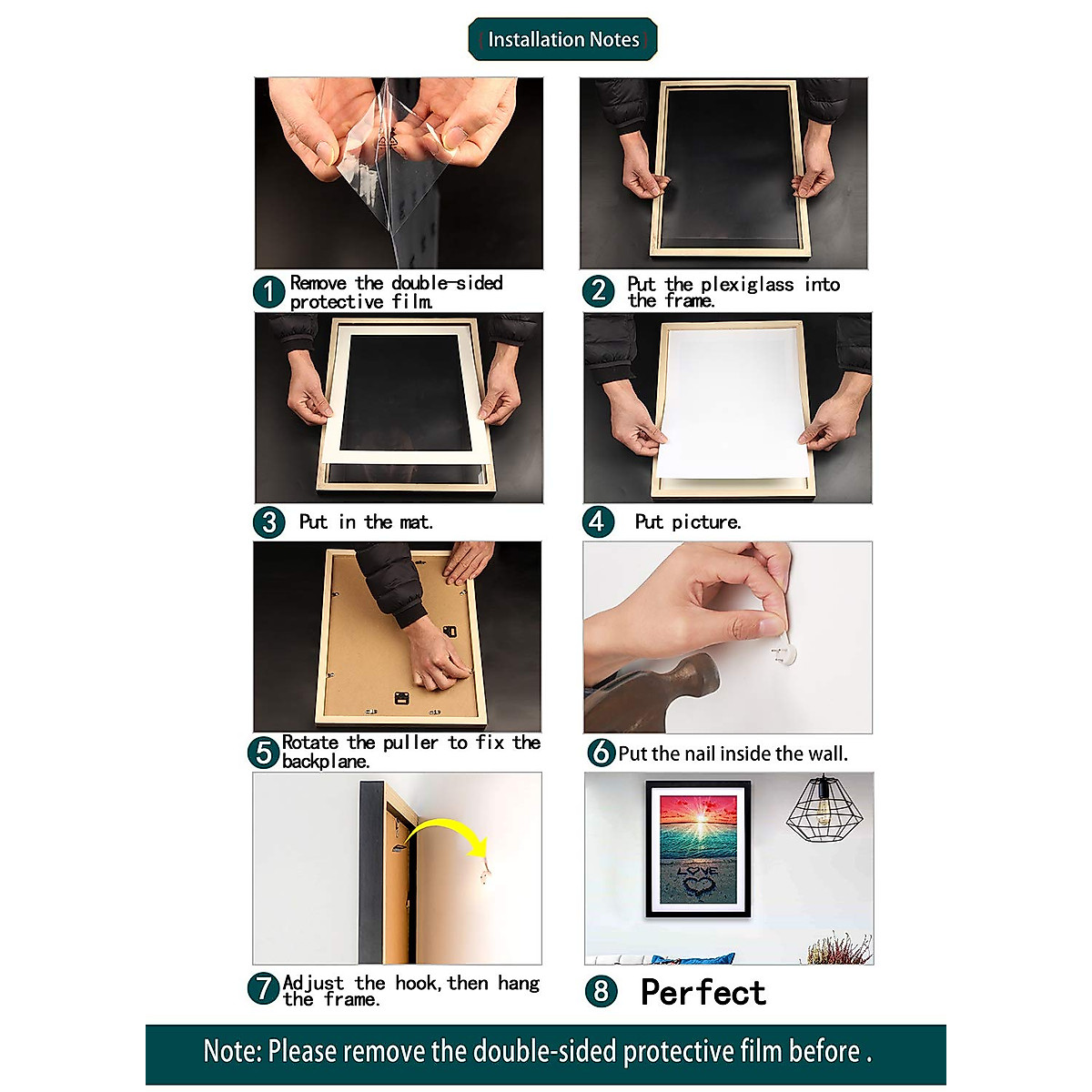 WKDP 16x20 Diamond Painting Frame 40x50cm Diamond Art frames, Display Pictures16x20inch / 40x50cm Without Mat or 14x18inch / 35x45cm With Mat, Solid Wood Frame Black (FK005)