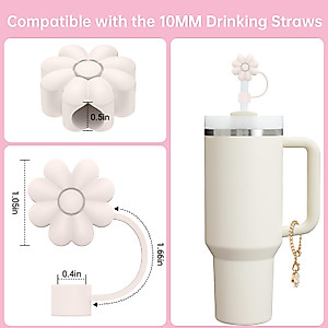 ANGSTUEM 4PCS Straw Cover for Stanley Cup 30& 40 Oz Tumblers,9-10mm Soft Silicone Straw Toppers for Stanley Cup Accessories, 2PCS Initial Letter Stanley Charms for Handle,Dust-proof Straw Covers