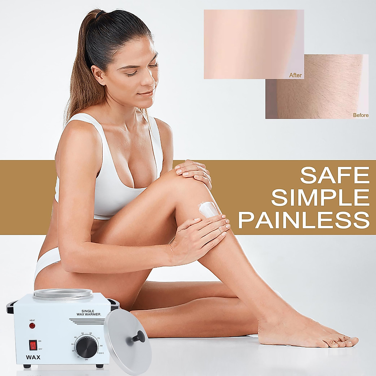 Podoy Wax Warmer for Hair Removal, Professional Single Wax Warmer Pot Melter, Adjustable Temperature, Compact and Portable, SPA Salon Equipment, 14 Ounce