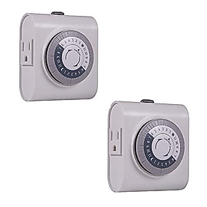 GE 24-Hour 2 Grounded Outlets Mechanical Outlet Timer, Timers for Electrical Outlets Indoor, Light Timers Indoor, Daily ON/OFF Cycle, Timer for Lights Inside, Christmas Tree Timer, 2 Pack, 46211