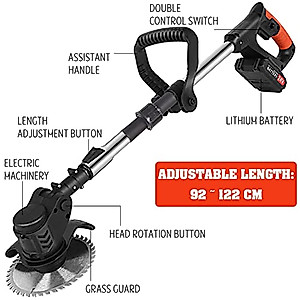 Decsix String Trimmer Weed Eater, Battery Powered 24V Foldable Cordless Lawn Edger/Mower , Telescopically Adjustable Length Weed Eater Tool for Garden and Yard, Charger Included (2 x Battery - Black)