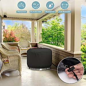 Fire Pit Cover for Solo Stove Yukon, Also Fits for 27"-29" Fire Pit, Waterproof & Windproof with Reinforced Handle, 29 Dia x 18 H, Black