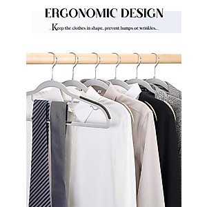 HOUSE DAY Plastic Hangers 50 Pack, Plastic Clothes Hangers Non Slip Hangers, Heavy Duty Plastic Hangers with 360° Swivel Hook, Ultra Thin Hangers Space Saving, Gray Hangers for Closet