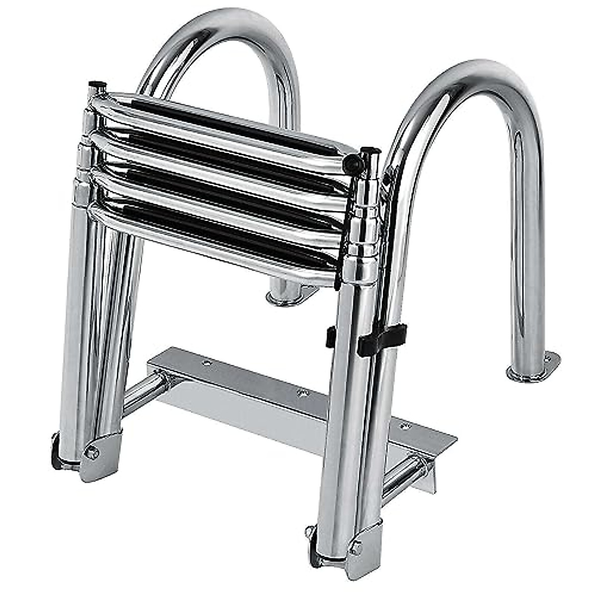 MNHW4 Step Stainless Steel Folding Telescoping Swim Deck Ladder Pontoon Boat Ladder MagnifiQ Ladder Telescoping Ladder Pool ladders for Above Ground Pools Above Ground Pool Ladder Pool Ladder