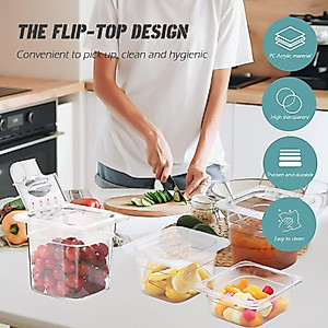 4 Pack Plastic Food Pan with Lid Deep Clear Plastic Food Pan Commercial Hotel Clear Food Storage Containers Polycarbonate Restaurant Storage Container Pans for Fruits Vegetables Beans Corns