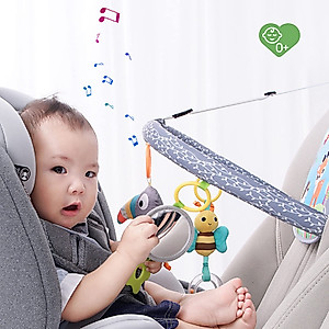 Ussybaby Car Seat Toy for Baby 6 to 12 Months,Infant Car Seat Toys for Babies 0-6 Months, Baby Carseat Activity Arch with Musical, Rattle, Mirror, for Baby Boy/Girl Gift, Center-Fox