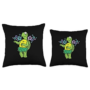 Turtle reptile carapace old Sauropsida Testudines Turtle Dancing with Skirt Reptile Water Throw Pillow, 16x16, Multicolor