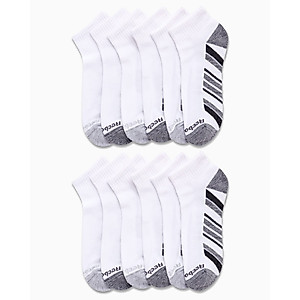 Reebok Men's Quarter Socks - 12 Pack Soft Performance Quarter Socks for Men - Breathable Men's Athletic Socks (Size 6-12.5), Size 6-12.5, White