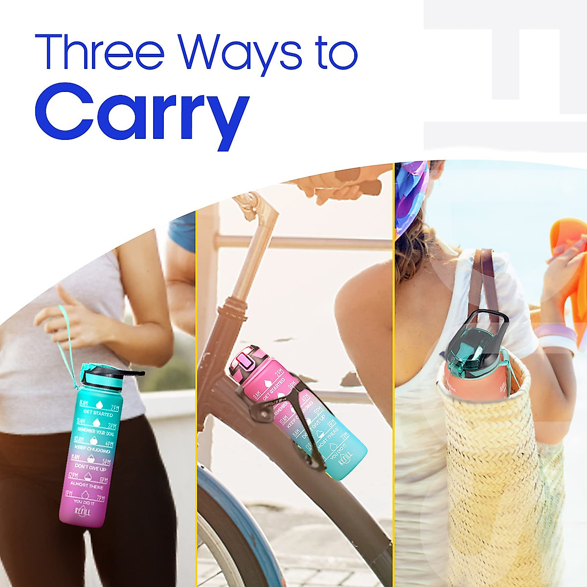 Fidus 32oz Motivational Water Bottles with Times to Drink & Straw,Leakproof BPA Free Bottle with Time Marker to Ensure You Drink Enough Water Daily for Fitness, Gym and Outdoor Sports