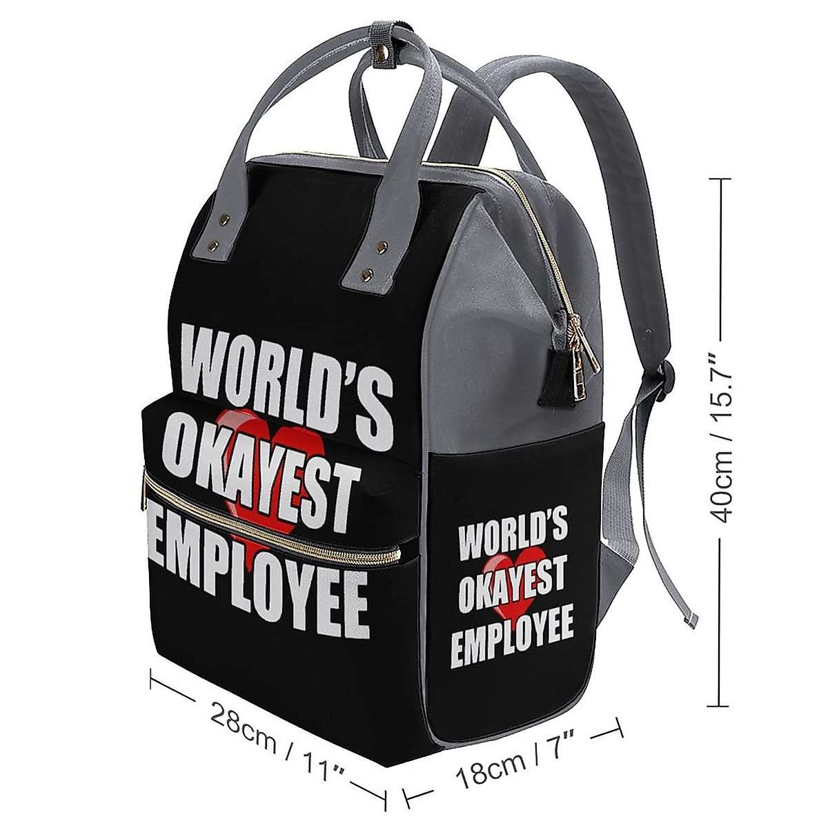 World's Okayest Employee Diaper Bag Backpack Large Capacity Mommy Bags Multifunction Nappy Bag Travel Back Pack Gray-Style