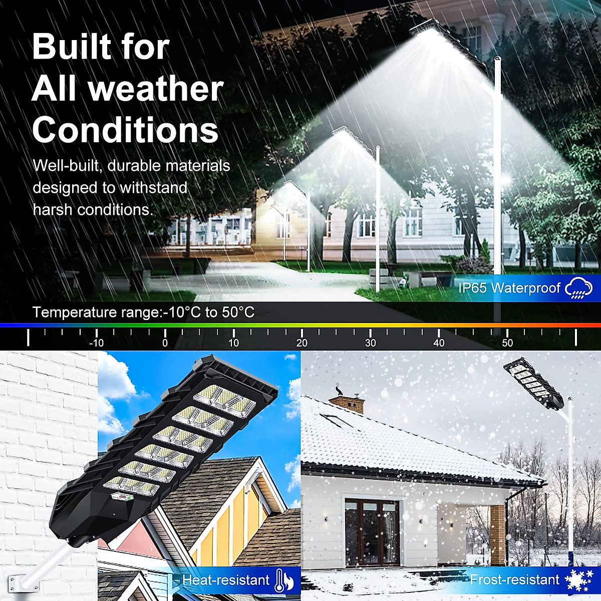 600W Solar Street Light Outdoor Waterproof Parking Lot Light 990leds with Motion Sensor and Remote 60000LM Dusk to Dawn 6500K Solar LED Street Light IP65 for Driveway,Playground,Basketball,Garage