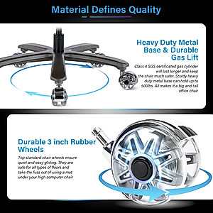 Big and Tall 500lbs Office Chair - Adjustable Lumbar Support 3D Flip Arms Heavy Duty Metal Base&Wheels, High Back Large Executive Computer Desk Chair, Thick Padded Ergonomic Design for Back Pain