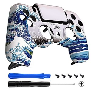 eXtremeRate The Great Wave Ghost Replacement Faceplate Touchpad Cover, Redesigned Housing Shell Case Touch Pad Compatible with PS4 Slim Pro Controller JDM-040/050/055 - Controller NOT Included