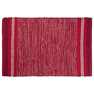 DII Variegated Recycled Yarn Modern Edge Stripe, 2x3', Red