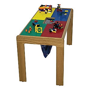 Fun Builder Table-Compatible with Lego® Brand Blocks with Built in Mesh Net 32"x16" Made in USA! Solid Wood Frame and Legs. Built to Last! Ages 5 and Older!