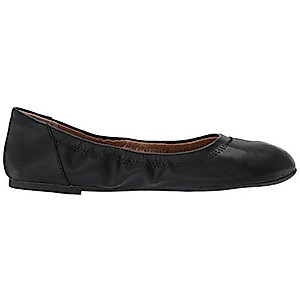 Amazon Essentials Women's Belice Ballet Flat, Black Faux Leather, 9 Wide
