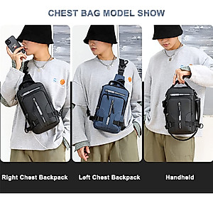 JBB Waterproof Sling Bag Crossbody Backpack for Men Women Multipurpose Waist Pack with USB Charging Port for Hiking Walking Khaki