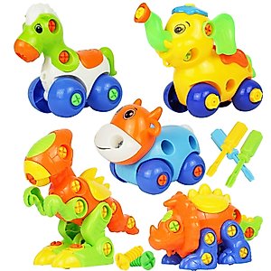 Take Apart Toys with Screwdrivers Kids Stem Building Toy for Toddlers Animal Set - Dinosaur, Elephant, Cow, Horse, Triceratop