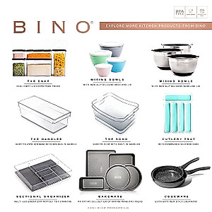 BINO l Plastic Storage Bins l THE HOLDER COLLECTION l 2-Pack, Medium Multi-Use Clear Containers for Organizing with Built-in Handles l Pantry Organization & Storage l Kitchen Organizer l Storage Bins