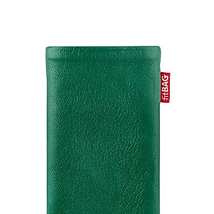 fitBAG Beat Green Custom Tailored Sleeve for Oppo Reno2 | Made in Germany | Fine Nappa Leather Pouch case Cover with Microfibre Lining for Display Cleaning