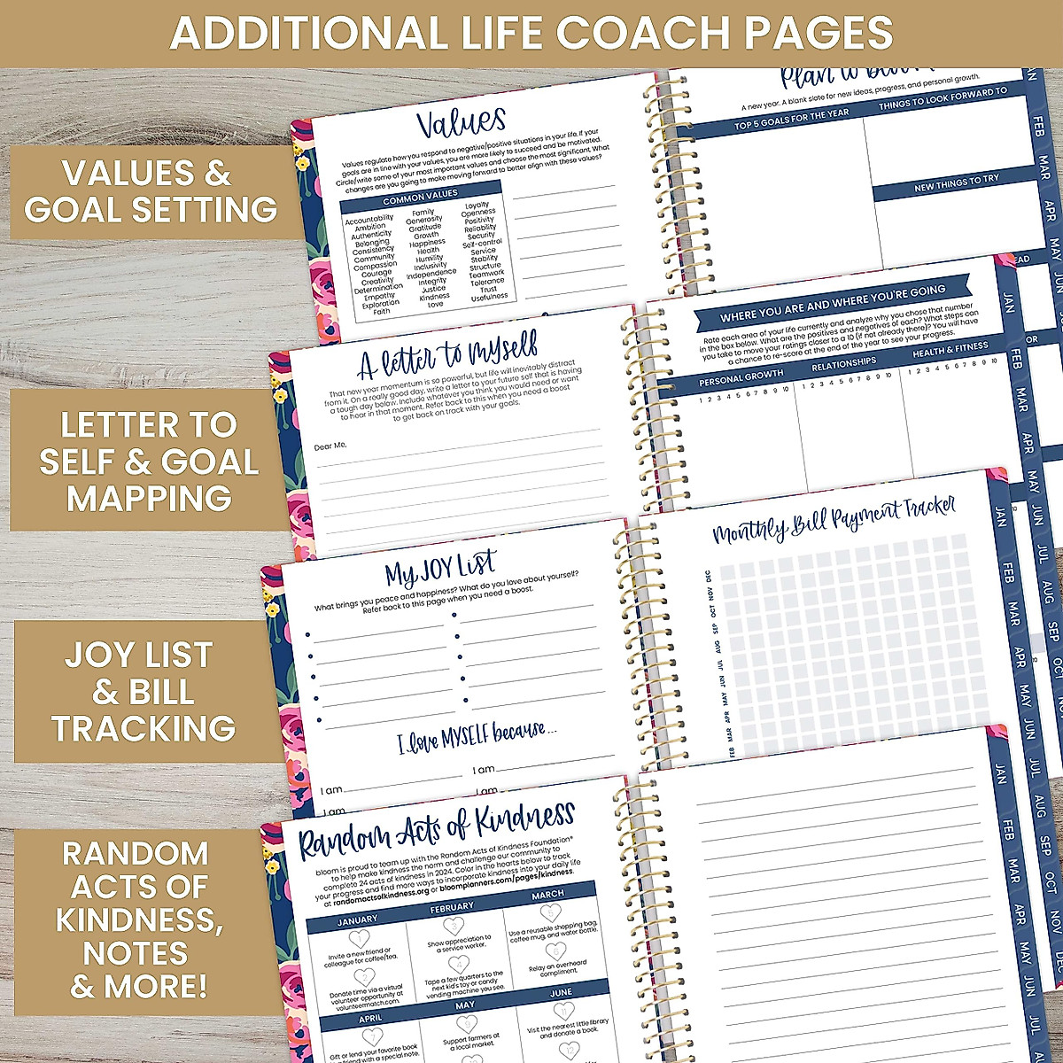 bloom daily planners 2024 (8.5" x 11") Calendar Year Day Planner (January 2024 - December 2024) - Weekly/Monthly Dated Agenda Organizer with Tabs - Be Kind