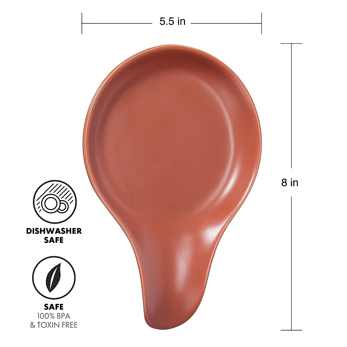 OGGI Jumbo Ceramic Spoon Rest- Spoon Rest for Stove Top, Spoon Holder for Countertop, Kitchen Decor for Counter, Coffee Bar Accessories, Brick Red