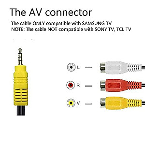 Audio Video AV Composite Adapter Cable Replacement for Samsung TV, 3 RCA to 3.5mm AV Input Adapter(ONLY for Samsung TV)
