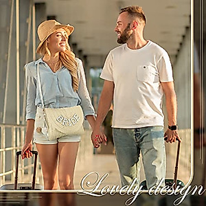 Bride Straw Shoulder Bag Woven Envelope Wallet Pearl Rhinestone Wedding Vacation Purse Honeymoon Bridal Shower Gift for Bride (Bride White Style)