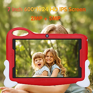 Kids Tablet for Toddlers, Android 13 7 Inches Toddler Learning Tablet, 32GB ROM Storage Dual Cameras Children Educational Kids Tablet PC(Red)