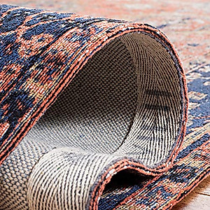 SAFAVIEH Classic Vintage Collection Area Rug - 6' x 9', Rust & Navy, Oriental Distressed Cotton Design, Easy Care, Ideal for High Traffic Areas in Living Room, Bedroom (CLV305P)