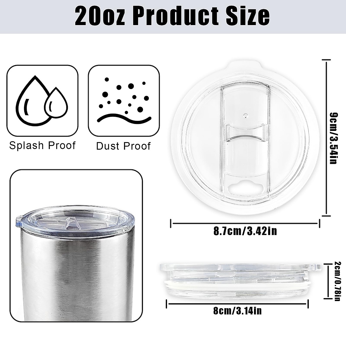 Amgkonp 4PACK Tumbler Replacement Lids 20oz,Spill proof Tumbler Lids for YETI Rambler,Old Style RTIC,SUNWILL and CIVAGO Coffee Tumble,BPA free