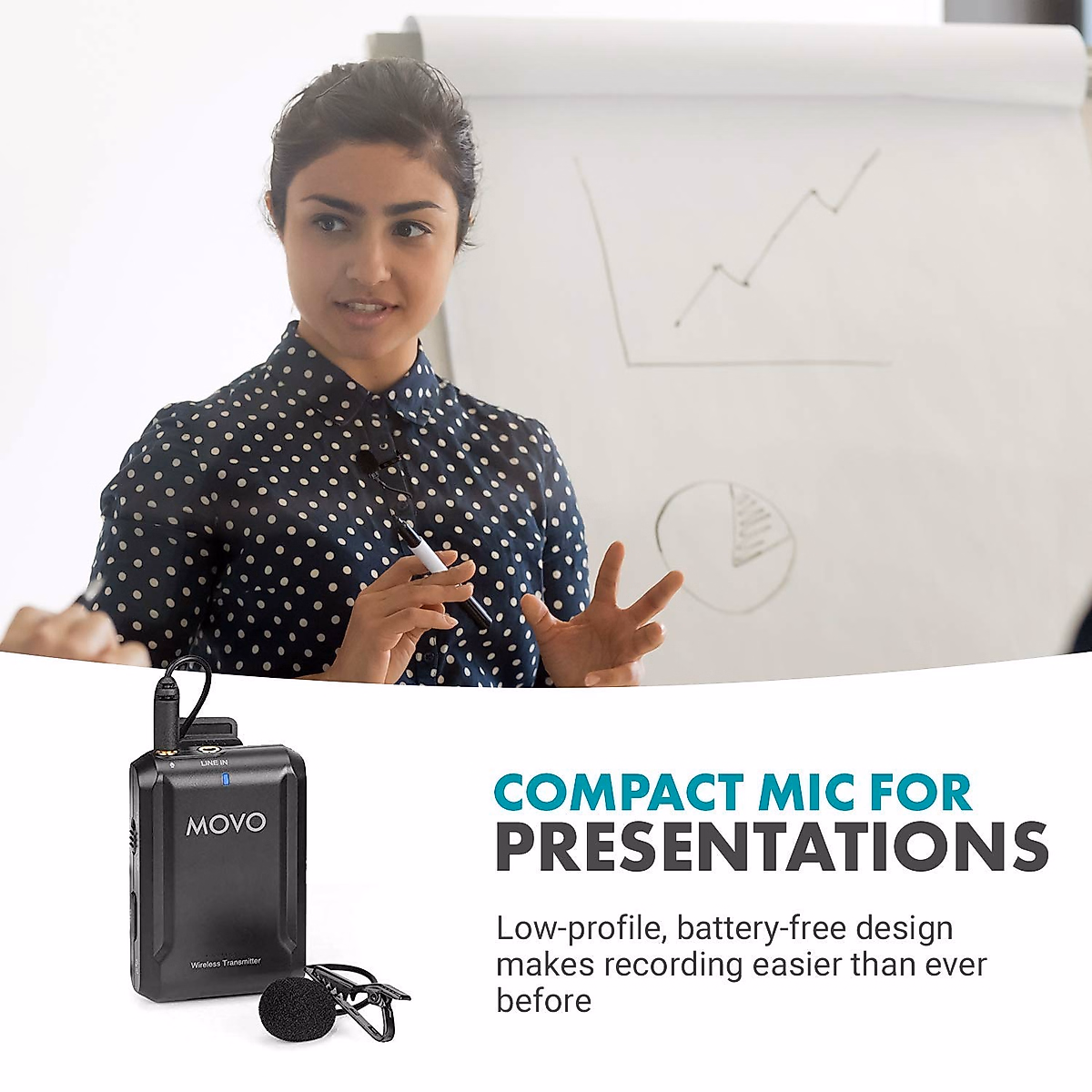 Movo Edge-DI Wireless Lavalier for iPhone - Perfect Compact Lav Mic for Smartphone Gimbal Stabilizer - Great for Vlogging, Filming, Teachers, and More - Compatible with DJI Osmo OM 4, 5