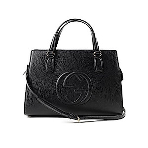 Gucci Soho Leather Satchel tote Structured Black Shoulder Bag New