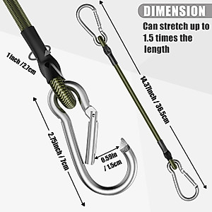 Bungee Cords with Carabiner Hooks 12 inch Heavy Duty Outdoor Camping Accessories Rope Elastic for Luggage Cargo Camping RV Hand Carts Oilcloth Binding 4 pcs