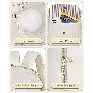 MATEIN Quilted Laptop Backpack for Women, 15.6 Inch Convertible Soft Leather Backpack Purse, Jewelry Travel Organizer for Women, Tangle Free Portable Leather Jewelry Storage Roll Bag