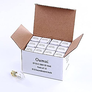 PortPlugs 12 Pack 25 Watt Bulbs for Scentsy Plug-in Nightlight Wax Warmers, Home Fragrance Wax Diffusers & Salt Lamps, 120 Volt Bulk Bulb Replacements